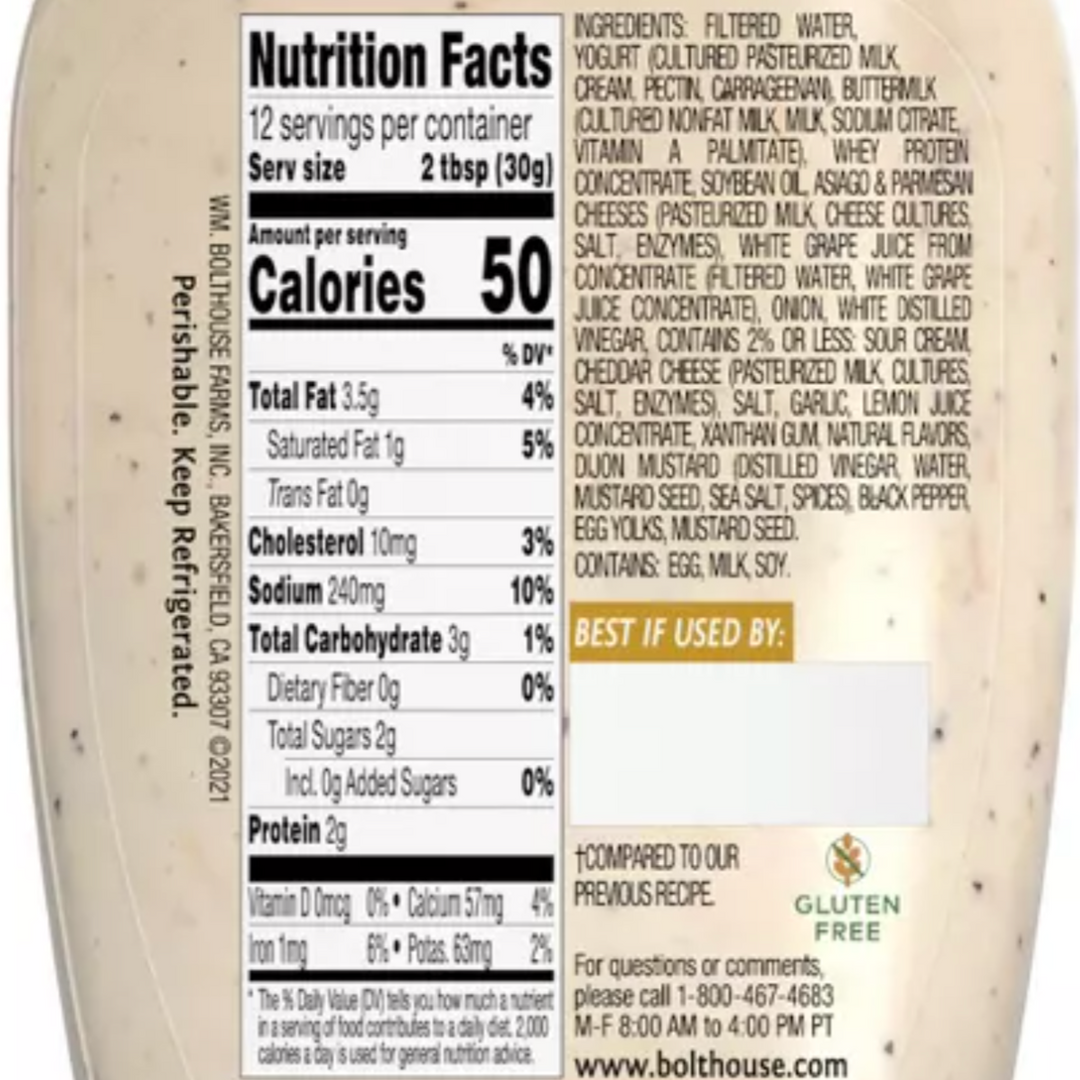 Bolthouse Farms Creamy Caesar Yogurt Dressing & Dip, 12 fl oz – Water ...