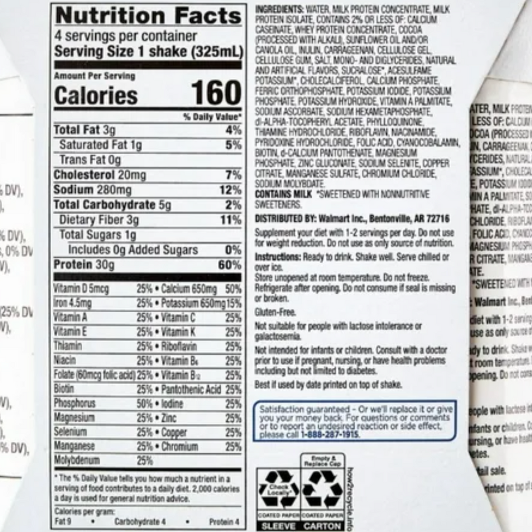 Equate Max Protein Nutrition Shake, Chocolate, 11 fl oz, 4 Count ...