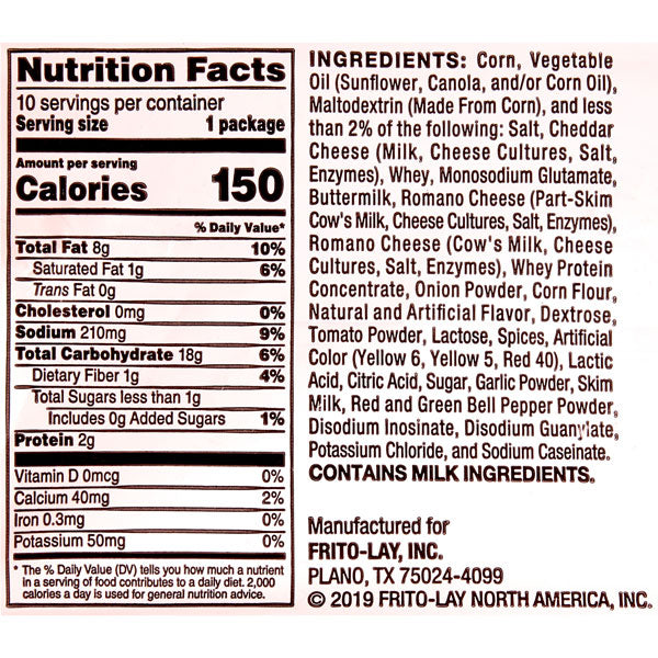 Doritos Nacho Cheese Nutrition Facts