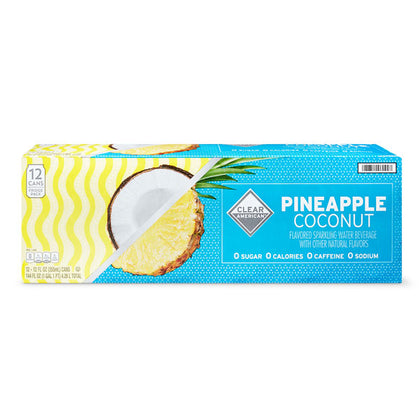 Clear American Sparkling Water, Pineapple Coconut, 12 fl oz, 12 Count – Water Butlers